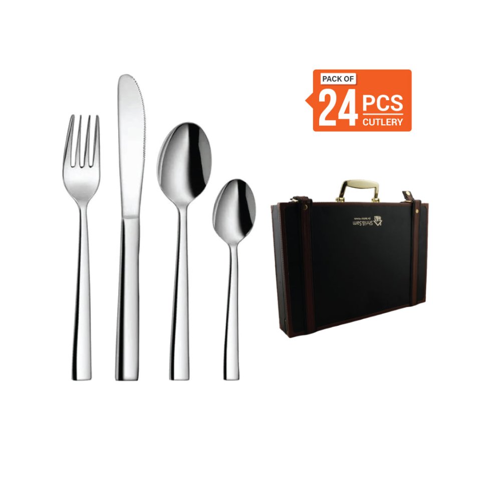 24 PCS Cutlery set- Lotus Plain | Premium Quality Staainless Steel